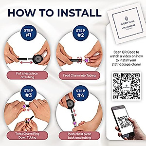 BJÖRN HALL Stethoscope Heart Charm | Fits littmann Classic III | Perfect Nurse Accessory for Work | Charmed Purple Love Heart Crystal Bling | Perfect Gift- Nurse RN RT Vet | Rose Gold - Purple Heart