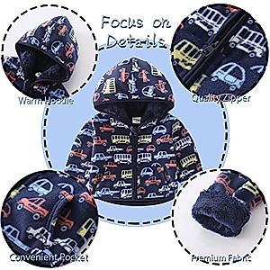 Toddler Baby Polar Fleece Jacket Hooded Kids Boys Girls Fall Winter Long Sleeve Thick Warm Outerwear 2-6 Years (6 Years, Blue)