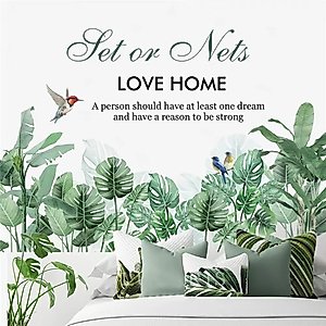 Generic Tropical Leaves Wall Decals Removable Toucan Wall Stickers for Living Room Kids Room Bedroom Playroom TV Wall Decor