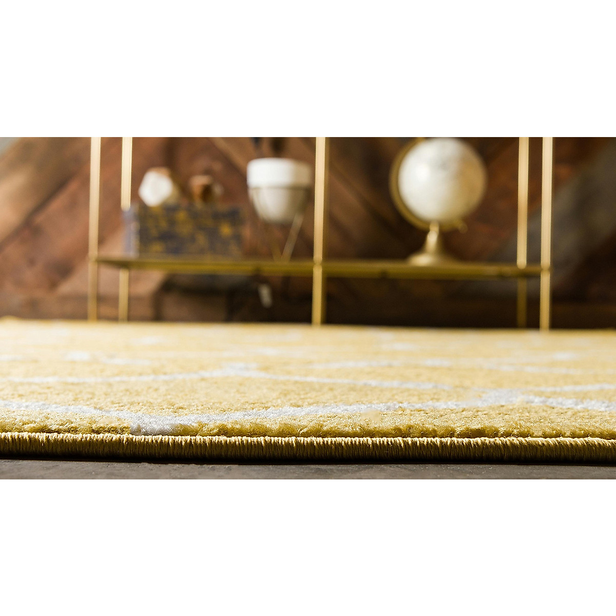 Unique Loom Trellis Frieze Collection Area Rug - Rounded (5' 1" x 8', Yellow/ Ivory)