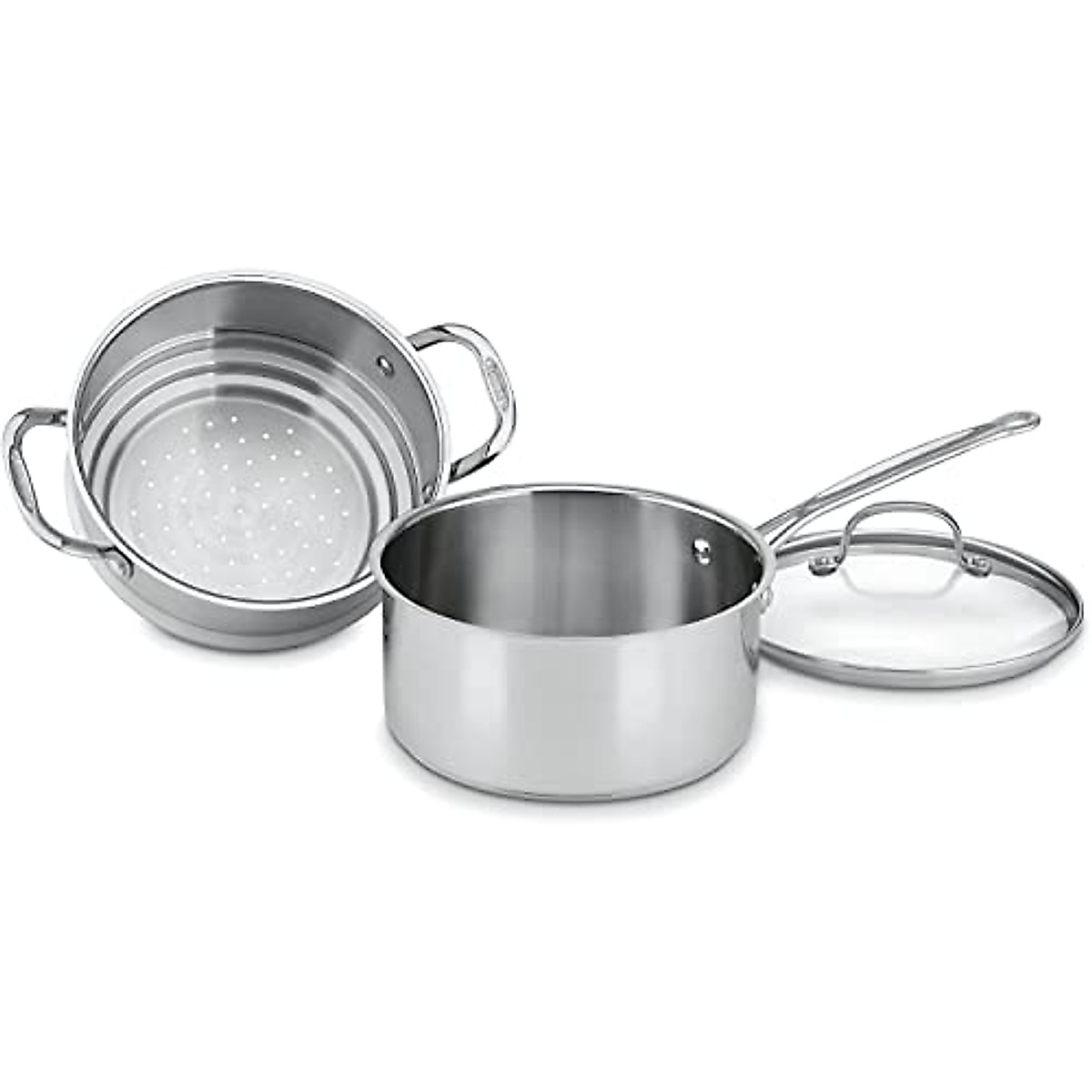 Cuisinart 77-35CG Chef's Classic Brushed Stainless 3-Piece 3-Quart Steamer Set with Pan