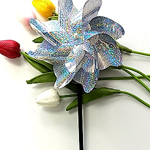 Haokaini 10pcs Bird Blinder Repellent Pinwheels Sparkly Whirl Pin Wheel with Stake Windmill Toy Effectively Keep Birds Away for Garden Yard Lawn