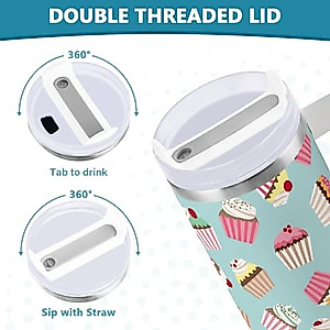 ARGTILDN 30 oz Tumbler Cupcakes Fruit Cherry Insulated Travel Mug with Handle and Straw Lid Stainless Steel Vacuum Coffee Cup Tea Beverage Container Water Bottles for Car Sports office