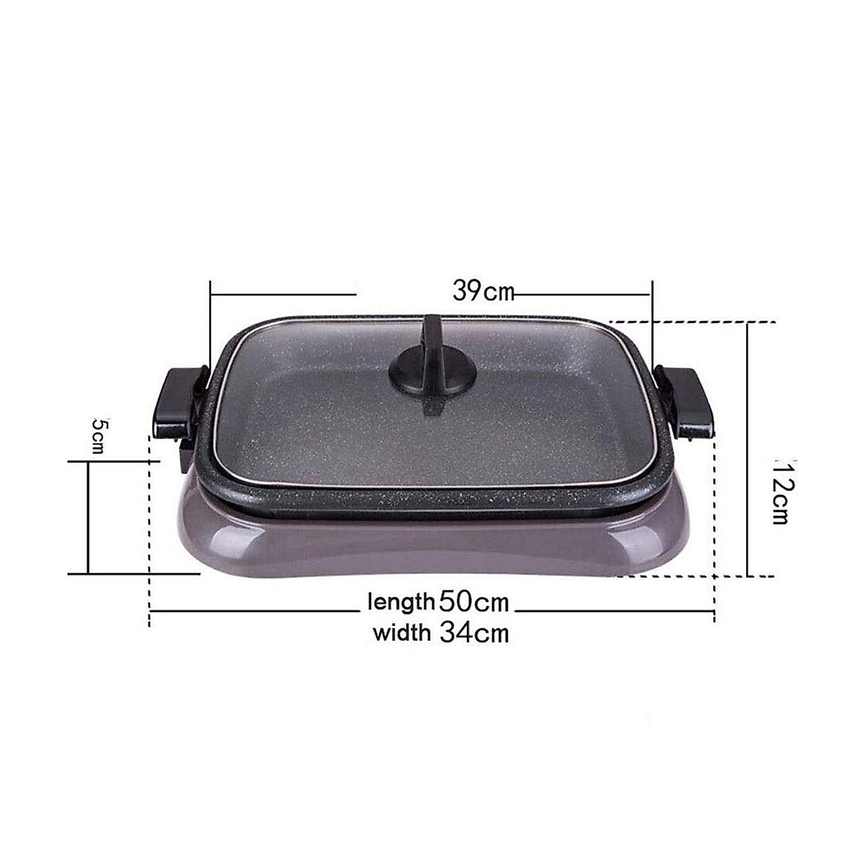 KJHD Frying Pan, Non-stick Deep Dish Heavy Duty Electric Skillet with Tempered Glass Vented Lid and Easy-Pour Spout, Dishwasher Safe