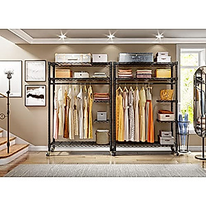 VIPEK V11S Heavy Duty Clothes Racks Wire Clothing Rack With Wheels, Rolling Garment Rack for Hanging Clothes, Portable Closet Freestanding Metal Wardrobe Racks for Storage, Max Load 452lbs, Black