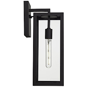 John Timberland Titan Modern Industrial Outdoor Wall Light Fixture Mystic Black Metal 17" Clear Glass Damp Rated for Exterior House Porch Patio Outside Deck Garage Yard Front Door Garden Home