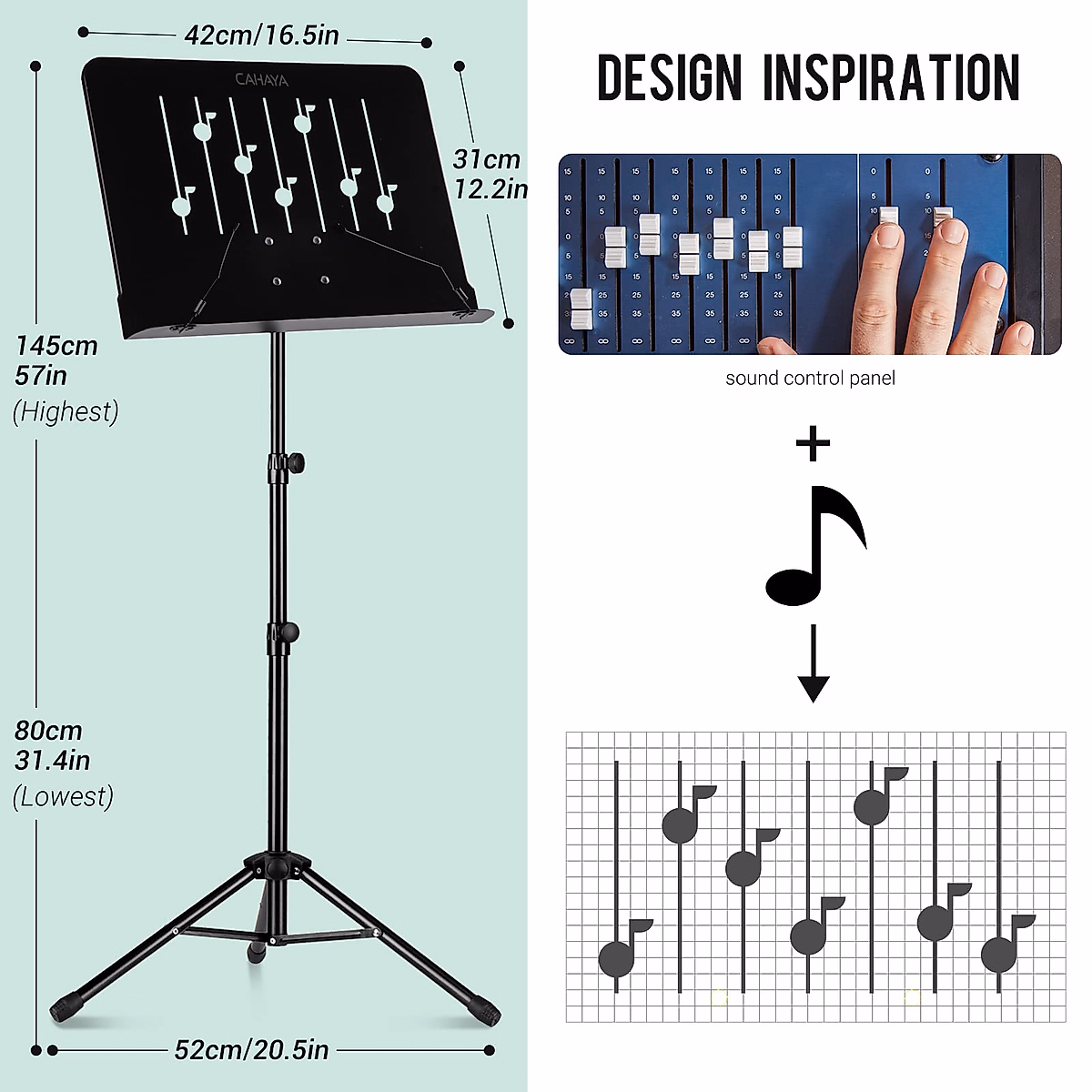 CAHAYA Sheet Music Stand with Carry Bag Notes Books Stand Laptop Stand Tablet Desk Top Stand CY0234