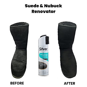 Silver Suede and Nubuck Color Dye Spray - Waterproof, Restores Faded Colors, Easy to Use 8.5oz (Black)