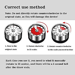 60-Minute Visual Timer, Mechanical Classroom Countdown Clock, Silent Timer for Kids and Adults, Time Management Tool for Study, Cooking, Baking (Black)