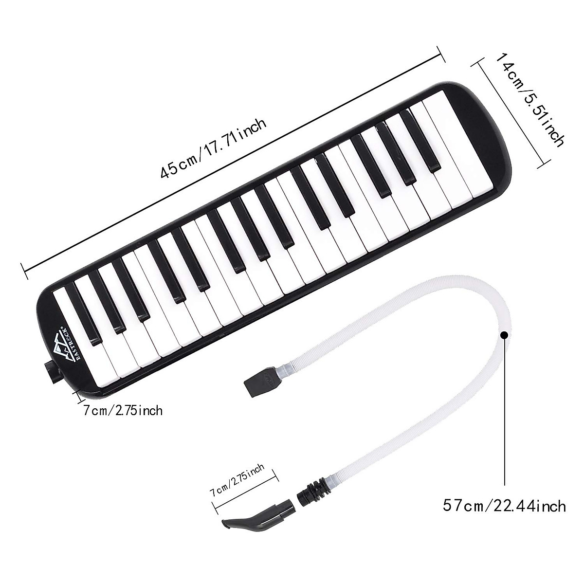 EASTROCK 32 Key Melodica Instrument Air Piano Keyboard Soprano Melodica with 2 Mouthpieces Tube Sets, Carrying Bag for Kids Beginners Adults Gift, Black