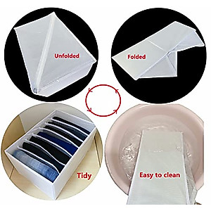 Abyme Clothes Organizer, Compartment Drawer Dividers for Clothes, Closet Organizers and Storage Box for Jeans/Tshirt/Legging/Towel/Pants/Scarf/Kids Clothes 7-Cell Clothes Drawer Storage Organizer 2pcs