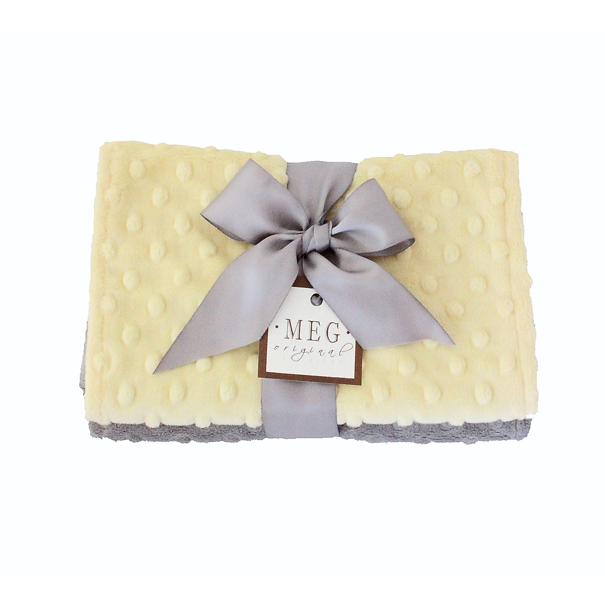 MEG ORIGINAL Baby Gray Minky Dot Burp Cloths, Set of Two (Gray & Yellow)
