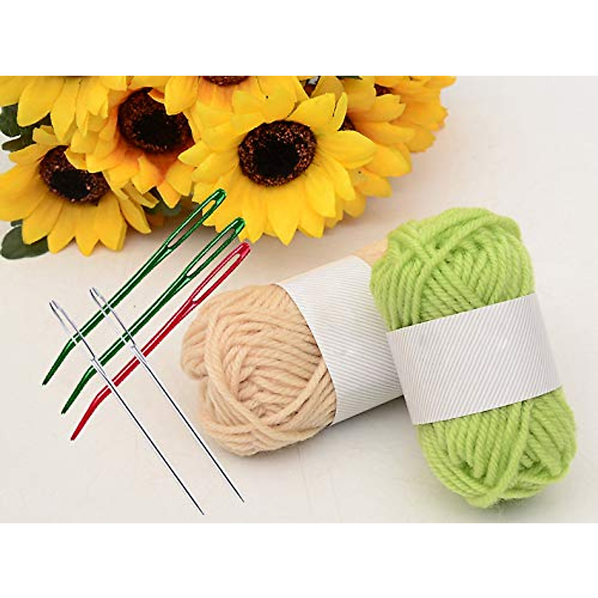 Y-Axis 24 Pcs Assorted Yarn Needles Bent Tapestry Needle Weaving Needle Darning Needles with Storage Box + Knitting Stitch Counter + Needle Threader