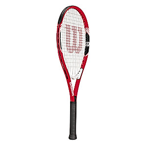 Wilson Federer Adult Recreational Tennis Racket - Grip Size 3 - 4 3/8", Red/White/Black