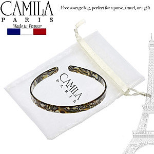 Camila Paris CP2005 French Headband for Women, Handmade Onyx, Strong Hold Grip Women's Hair Band, Ligth and Very Flexible, No Slip and Durable Styling Girls Hair Accessories, Made in France