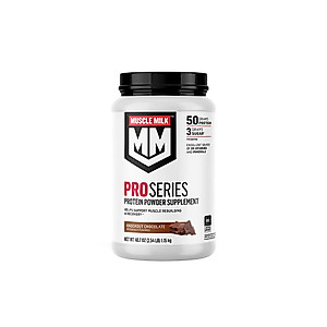 Muscle Milk Pro Series Protein Powder Supplement, Knockout Chocolate (40.7 oz.). 50g Protein, 3g Sugar, 20 Vitamins & Minerals. Workout Recovery