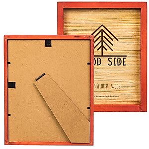 Red Wooden Picture Frame 11x14 - Natural Rustic Solid Wood Thick Borders, Wall Mount and Table Top Display