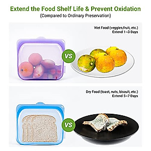 INKBIRD Reusable Silicone Bags for Food Storage Bundle 4-Pack, BPA Free Food Grade Meal Prep Food Storage Containers Set, for Lunch, Travel, Freezer, Oven, Microwave, Dishwasher Safe, Leakproof