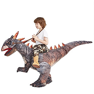 GOOSH Inflatable Dinosaur Costume Riding Stegosaurus for Kids Halloween Costumes Boys Girls 48IN Funny Blow up Costume for Halloween Party Cosplay(4-6 Yrs)