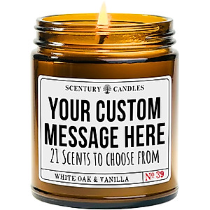 Create Your Own Custom Candle | 21 Scents To Choose From | Personalized Funny Gifts Customized, Birthday Gift Ideas For Women Men, Handmade In The USA