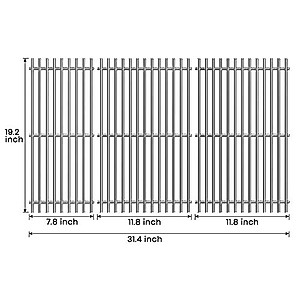 Stanbroil Stainless Steel Cooking Grates for Weber Summit 600 Series Summit E/S 640/650/660/670 Gas Grills with a Smoker Box, Replacement Parts for Weber 67552 - Set of 3