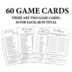 Bridal Shower Games Set - Wedding Shower Games for Guest, Bachelorette Party Ideas, Double Sided Game for Wedding Bridal Shower Engagement Bachelorette Anniversary Party