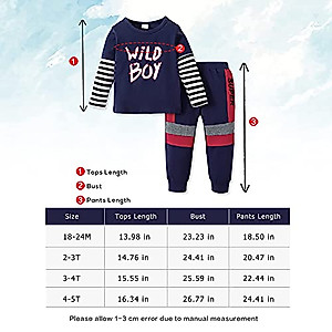 Mikrdoo 2T Boy Clothes Toddler Baby Boy Clothes Long Sleeve Sweatshirt Tops Pants Outfits Set Cotton Little Boy Clothing Fall Winter 2T 3T Boys Clothes