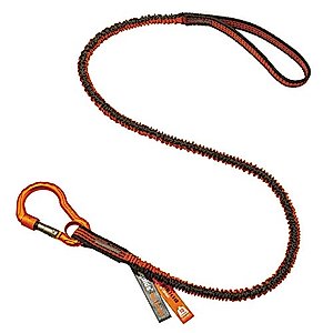 Ergodyne Squids 3100F(x) Tool Lanyard, Shock Absorbing with Self-Locking Carabiner and Loop End, Tool Weight Capacity 10lbs , Standard , Gray