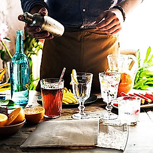 Lewis Bag and Wooden Mallet Crusher, Reusable Canvas Crushed Ice Bags,Wooden Mallet Bar, Steel Ice Scoop, for Summer Bartender Kit & Bar Tools Kitchen Accessory