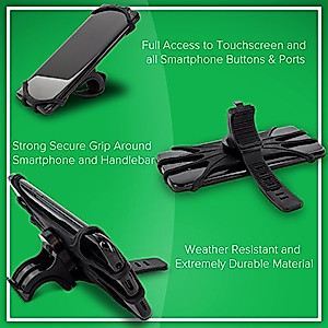 E Tronic Edge Bike Phone Mount - Rotating Cell Phone Holder for Bicycle Handlebar Compatible with iPhone 6 7 8 X 11 12 13 Samsung Galaxy (All-Terrain)