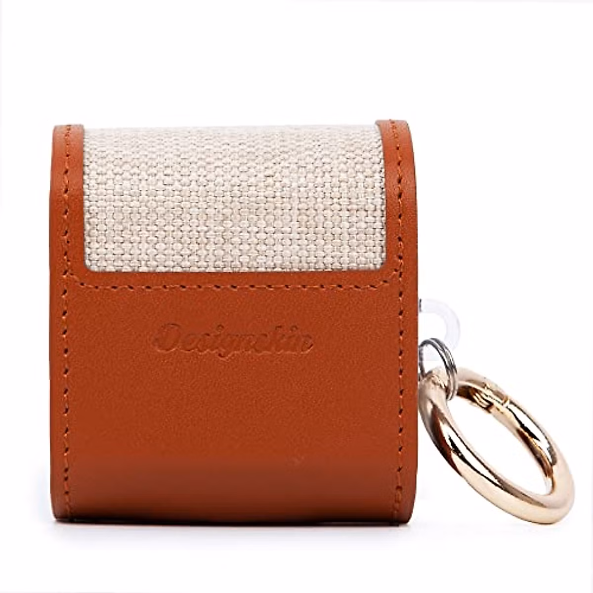 Design Skin Canvas Leather Pouch Case for Buds 2 Pro with Button Lock and Key Chain Buckle Compatible with Buds 2 Pro - Canvas Pouch (Brown)