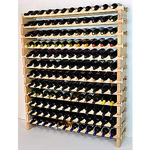 sfDisplay.com,LLC. Modular Wine Rack Beechwood 48-144 Bottle Capacity 12 Bottles Across up to 12 Rows Newest Improved Model (144 Bottles - 12 Rows)