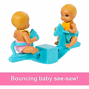 Barbie Skipper Doll & Nursery Playset with Accessories, Includes Twin Baby Dolls, Crib, Swing, See-Saw & More