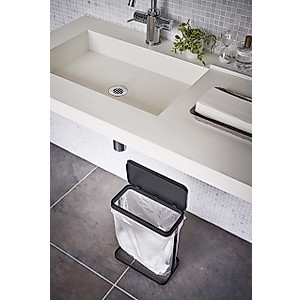 Yamazaki 5402 Trash Bag Holder, Slim, Black, Approx. W 10.2 x D 5.7 x H 15.0 inches (26 x 14.5 x 38 cm), Lid Opening Approx. 19.9 inches (50.5 cm), Luce LUCE Trash Bag Easy to Take Out Trash Bag