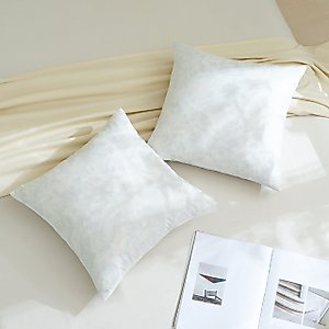 Dorrin Nessin 18x18 Feather Throw Pillows Inserts Set of 2 with 100% Skin-friendly Cotton Shell, Stuffer Bed and Couch Decorative Pillows - Indoor Decorative Feather Pillows