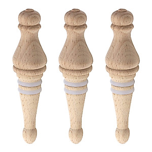 UTALIND 3 PCS Solid Wood Wine Stoppers, Beer Caps Stoppers Bottle Sealers with Silicone Rings, Beverage Bottle Stoppers Sealing Preservers(King)