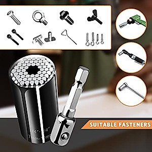 Universal Socket Tools Gifts for Men, Multi-Function Universal Socket Wrench Sets, Super Socket Set, Christmas Stocking Stuffers Gift for Men, DIY Handyman, Dad, Husband,Friends(7-19mm),Black
