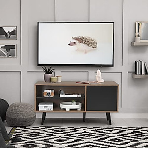 AVAWING 42 Inch TV Stand with Storage, Modern Media Console, Mid Century Modern TV Stand for Bedroom, Livng Room Entertainment Center, Rustic Brown