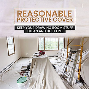 ZUPERIA Canvas Drop Cloth for Painting (Size 6x9 Feet Pack of 4) Pure Cotton Painters Drop Cloth for Painting, Furniture & Floor Protection - All Purpose Thick Canvas tarp with Double Stitched Edges