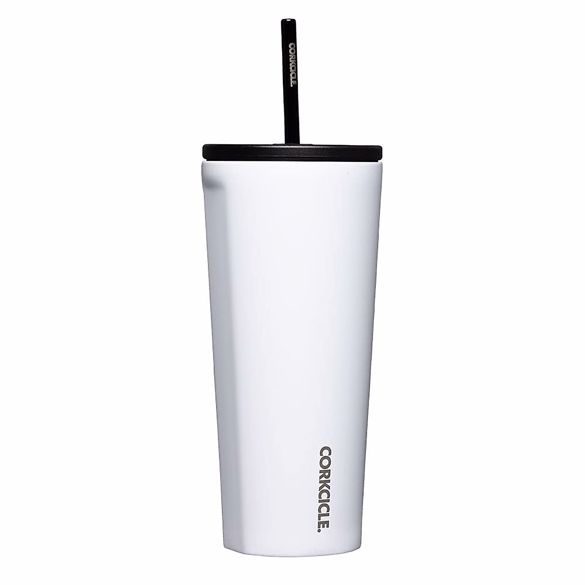 Corkcicle Cold Cup Insulated Tumbler with Lid and Straw, Gloss White, 24 oz – Reusable Water Bottle Keeps Beverages Cold for 12hrs, Hot 5hrs – Cupholder Friendly Tumbler, Lid for Flexible Sipping
