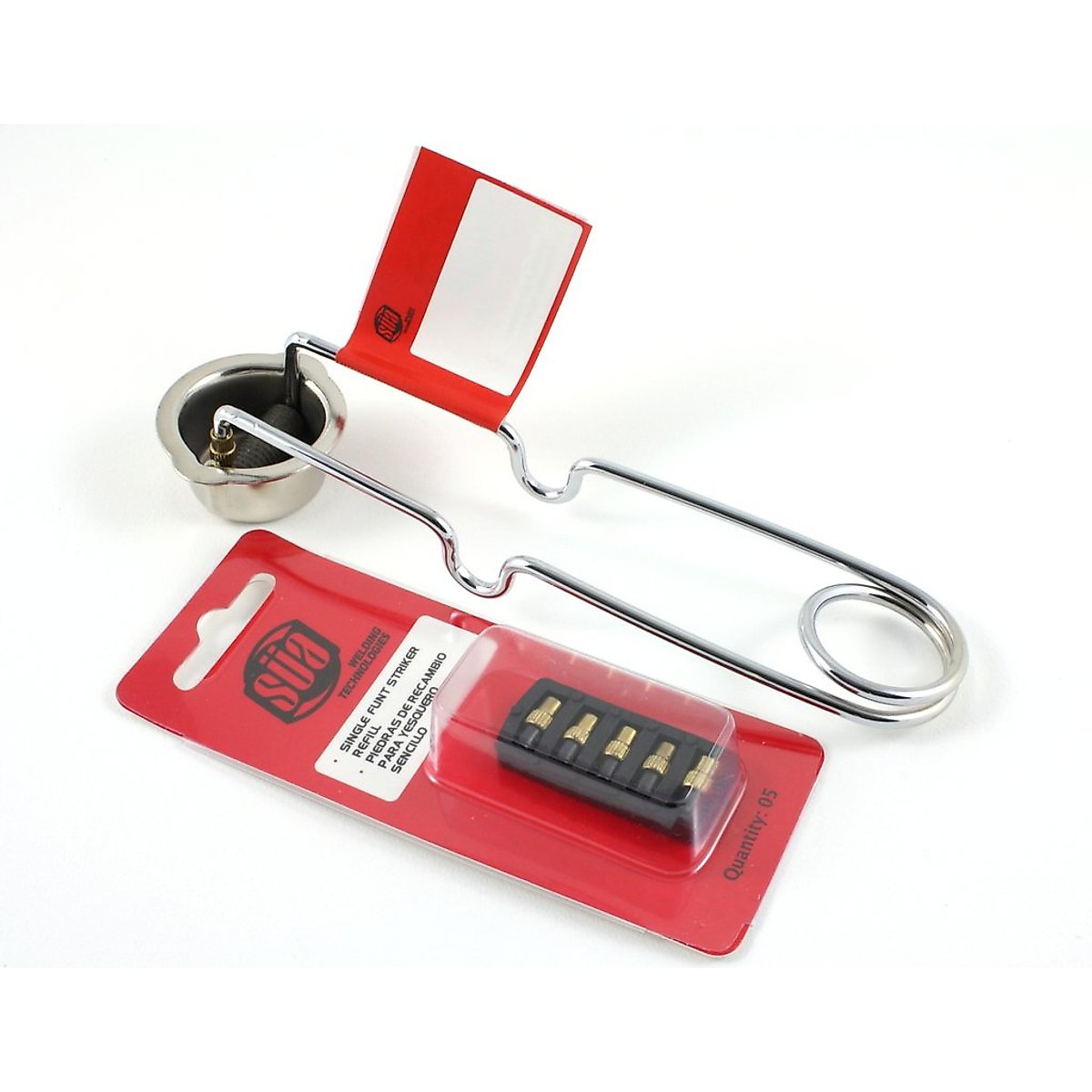 Single Flint Torch Striker/Spark Lighter + Replacement Flints (5 pkg)