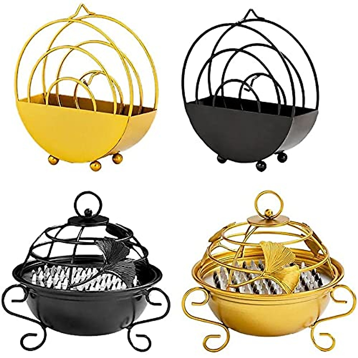 XJXJ Mosquito Coil Holder | Metal Incense Burner | Portable Insect Repellent | Home Garden Fragrance Aromatherapy | Includes Lid and Handle