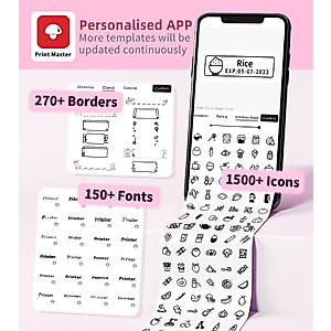 Vixic D1600 Bluetooth Label Maker (Comes with 4 Color Label Tapes) Bundle 6 Color Standard Label Tapes, 12mm (1/2 Inch), Compatible D1600 Label Maker