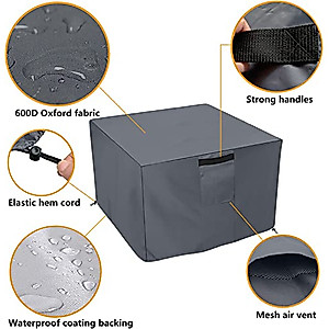 Dalema 32 Inch Square Outdoor Table Cover,100% Waterproof Heavy Duty Patio Square Fire Pit Cover,Outside Furniture Protector Covers For Square Table/Fire Pit(32" x 32" x 24",Grey).