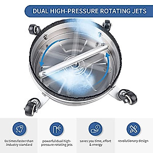 Biswing 14" Pressure Washer Surface Cleaner with 4 Wheels, Stainless Steel Power Washer Accessory for Driveways Sidewalks Patios Cleaning, 1/4" Quick Connector, 2 Extension Wand Attachments, 4000 PSI