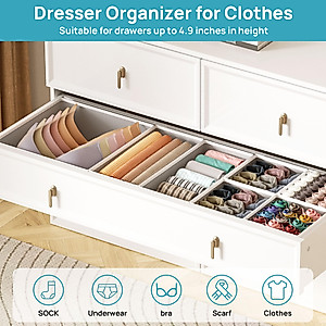 Vtopmart 12Pack Drawer Organizer for Clothes, Underwear Drawer Organizer Bins, Foldable Fabric Closet Storage Organizers, Dresser Drawer Dividers for Baby Clothing, Bra, Socks, Ties, Scarf