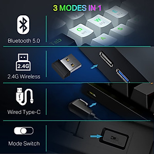 E-YOOSO Wireless Mechanical Keyboard, Bluetooth/2.4G/USB-C 60% Portable Rechargeable 63 Keys Gaming Keyboard, Compact RGB Hot Swappable Mechanical Keyboard with Linear Red Switches for Windows/Mac