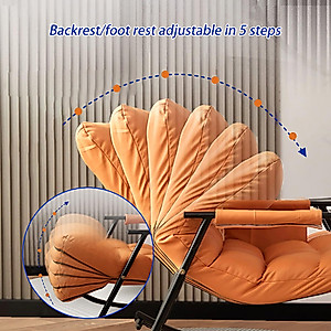 SFJATTA Fully Padded Patio Chair, Heavy Duty Adjustable Recliner, Rocker Chair Outdoor, Rocking Camping Chair, for Outside Reclining Chair with Cushion & 5 Positions Patio Chair (Color : Sea Blue)