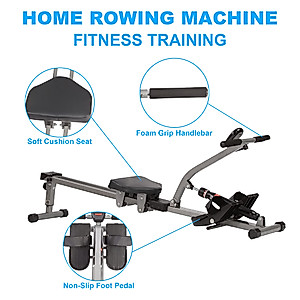 Koreyosh Hydraulic Rowing Machine for Home Use, Full Body Training Equipment with 12 Levels Adjustable Resistance, Foldable for Home Workout & Fitness, 260 Lbs Weight Capacity