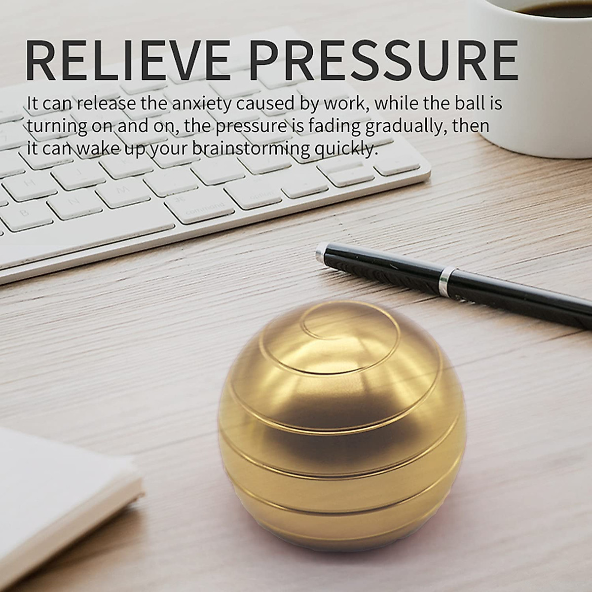 Aomeiter Desktop Motion Toys, Full Body Optical Illusion Fidget Spinner Ball, Creates a Mind-Bending Optical Illusion of Continuously Flowing Top Adult&Kids Pressure Reduction Toys Gifts